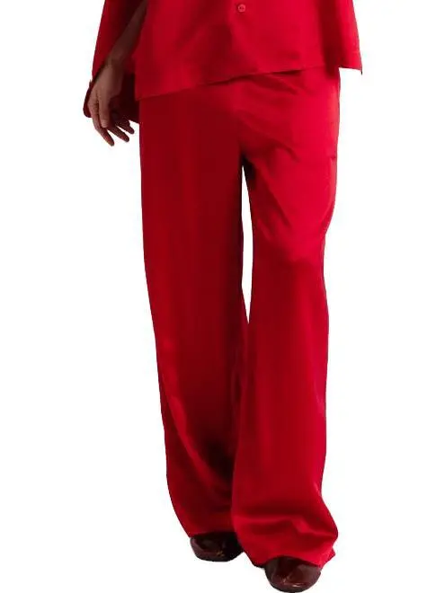 ALAS Silk Wide Leg Pants - Red