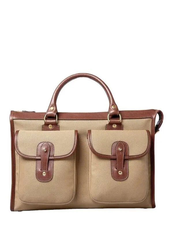 Ghurka Examiner No. 5 Briefcase - Khaki Twill / Vintage Chestnut
