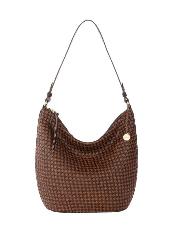 THE SAK Sequoia Leather Hobo Bag - Woven Mahogany Cognac