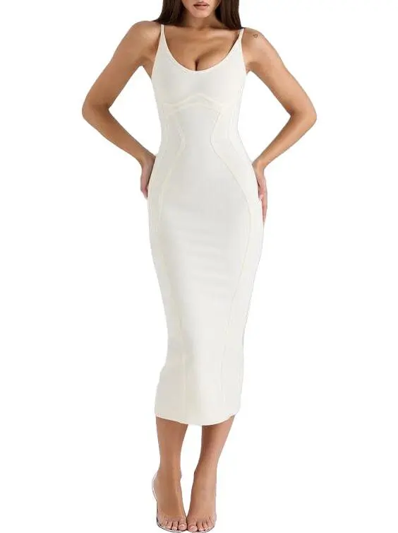 House Of Cb The Hourglass Bandage Midi Dress - Vanilla