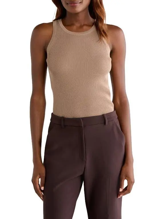 Max Mara Amburgo Cotton Rib Tank - Beige