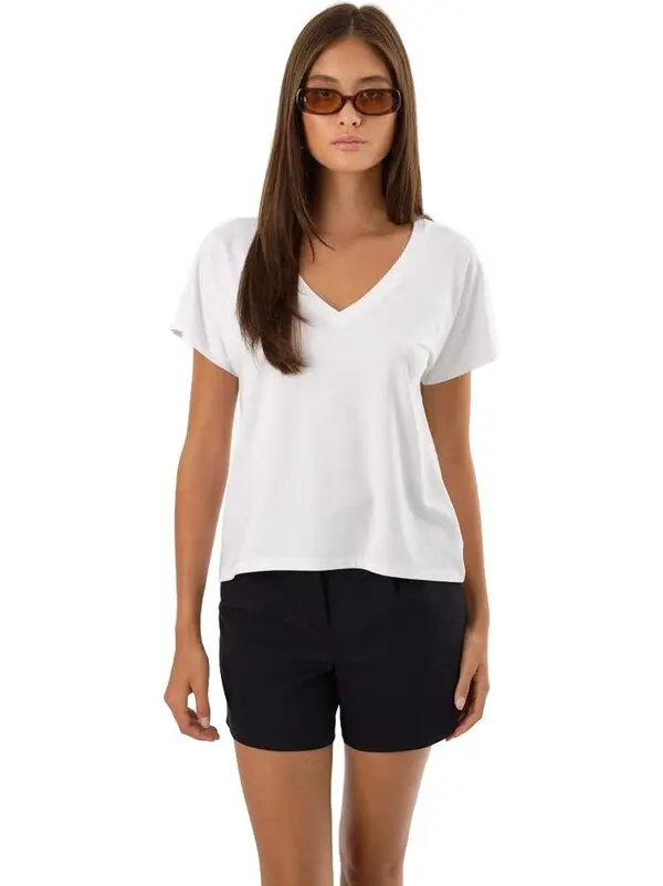 LAMARQUE Nerea Jersey V-neck Tee - White