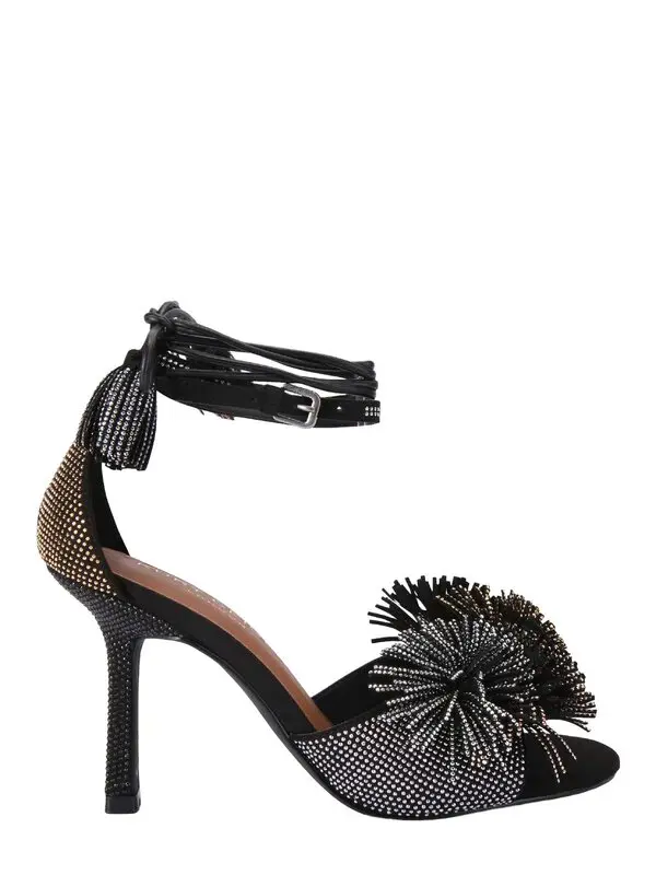 Kurt Geiger Pompom Ankle Strap Sandals - Charcoal