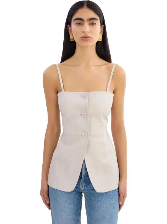LAMARQUE Milana Leather Bustier Top - Whisper White