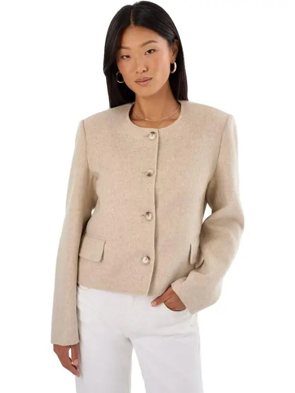 LAMARQUE Alessia Double Face Wool Jacket - Heather Beige