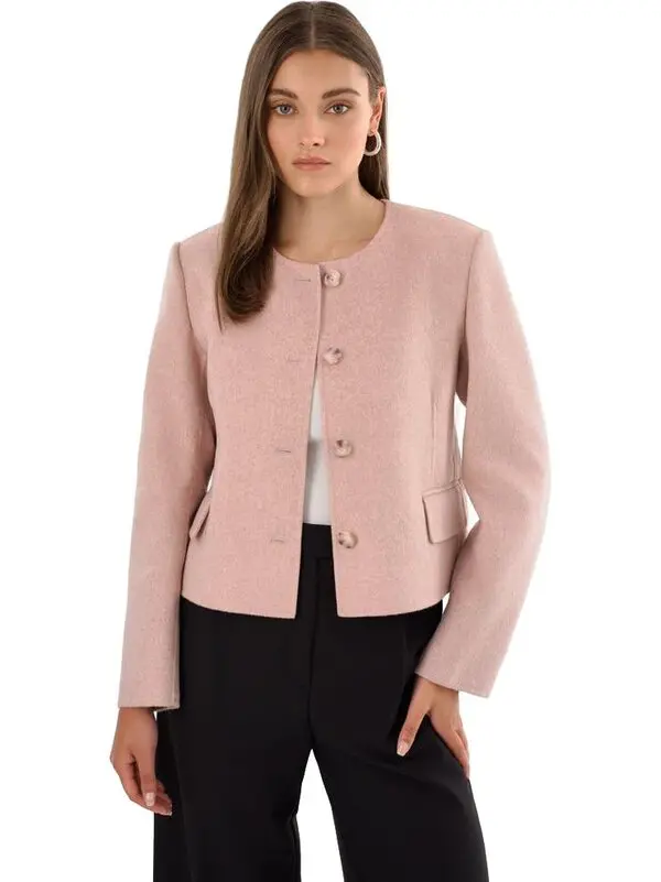 LAMARQUE Alessia Double Face Wool Jacket - Heather Pink