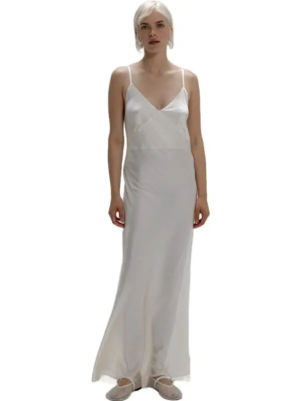 ALAS 100 Silk Slip Maxi Dress - Milk White