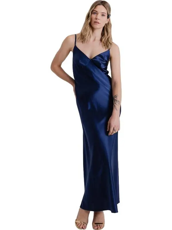 ALAS 100 Silk Slip Maxi Dress - Royal Blue