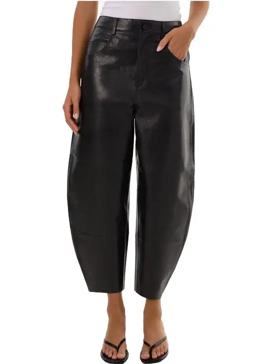 LAMARQUE Leather Tapered Pant - Black