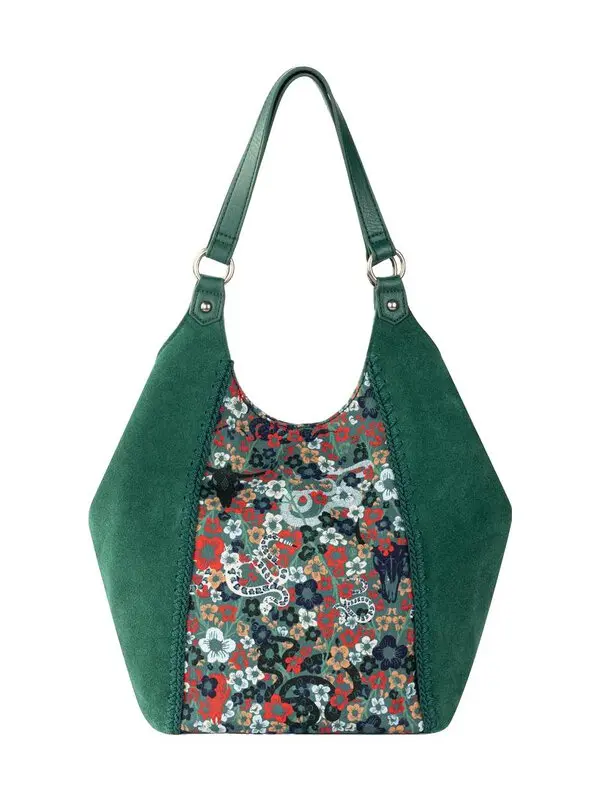 THE SAK Leather Roma Shopper Tote Bag - Emerald Mojave Garden