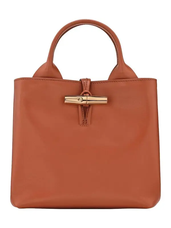 Longchamp Le Roseau Small Leather Tote - Bark