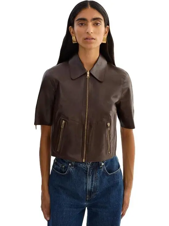 LAMARQUE Sevana Reversible Leather Jacket - Dark Brown