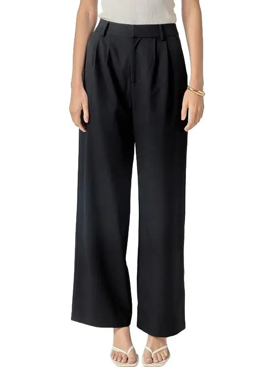 English Factory Pleat Front Wide Leg Trousers - Navy