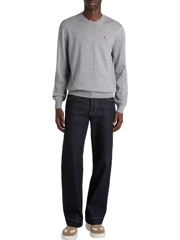 Alexander McQueen Wool Crewneck Sweater - Palegrey/ Bordeaux