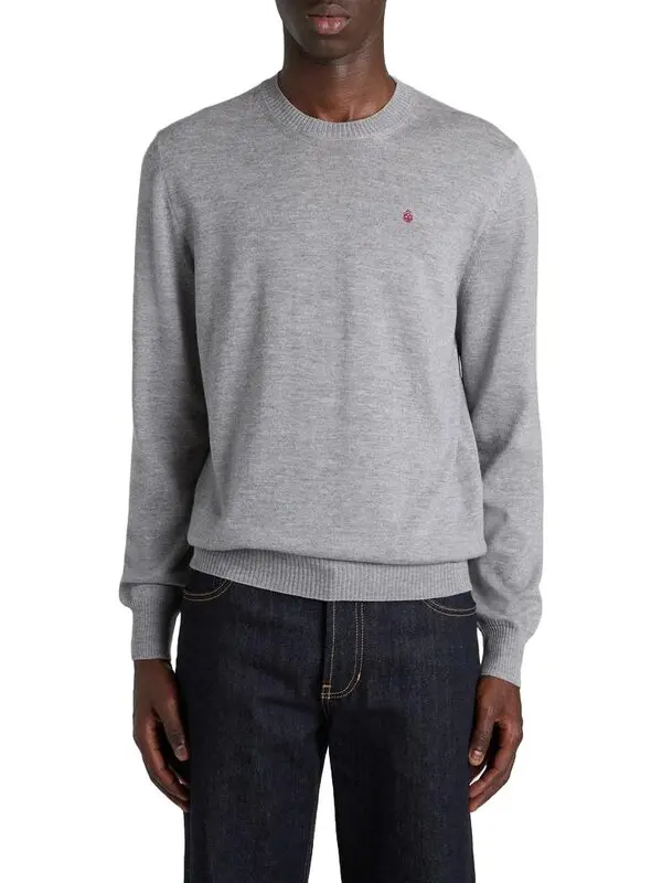 Alexander McQueen Wool Crewneck Sweater - Palegrey/ Bordeaux