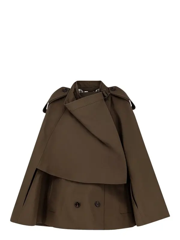 Burberry Cotton Cape With Traditional Check Lining - Green