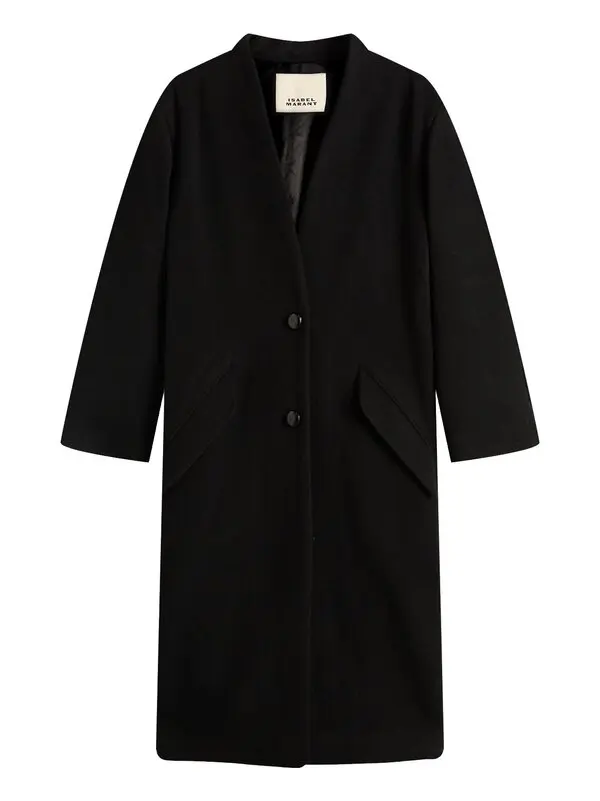 Isabel Marant Florane Long Wool Coat - Black