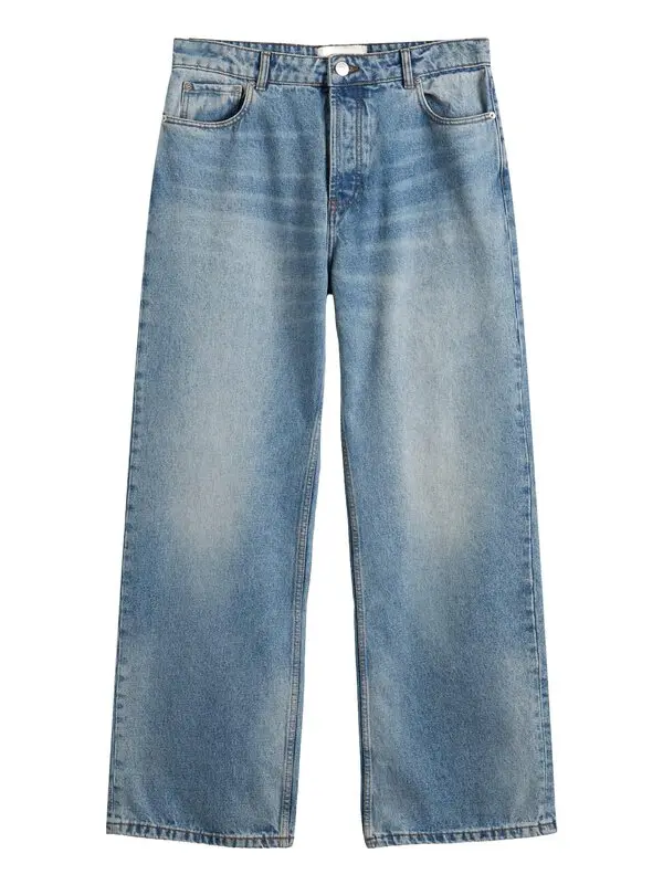 Ami Indigo Denim Wide Leg Jeans - Bleu Used
