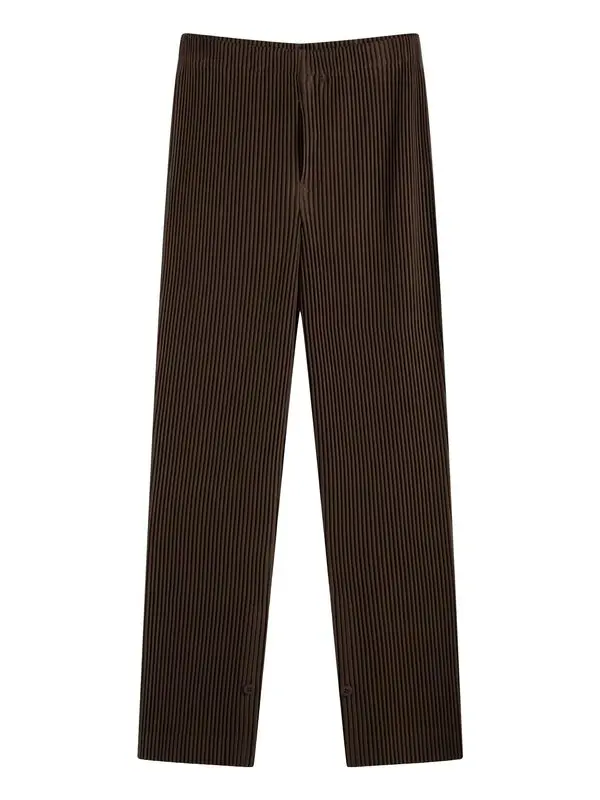 Issey Miyake Pleated Snap Trousers - Mud Brown
