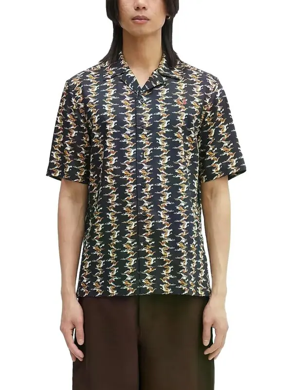 Fred Perry Camp-collar Patterned Shirt - Blue