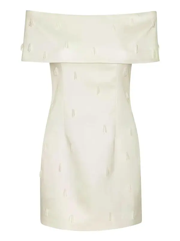ROTATE BY BIRGER CHRISTENSEN Off-shoulder Beaded Minidress - White