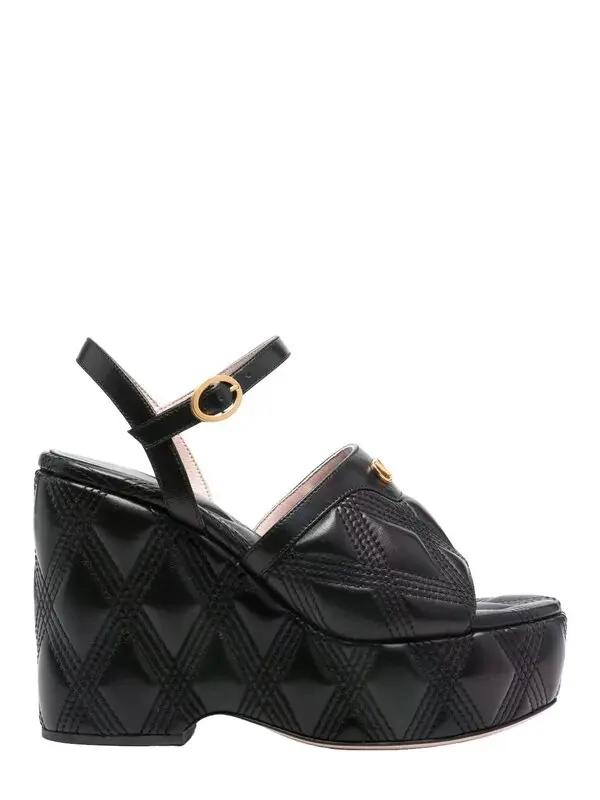 Valentino Garavani 115mm Vlogo Signature Quilted Sandals - Black