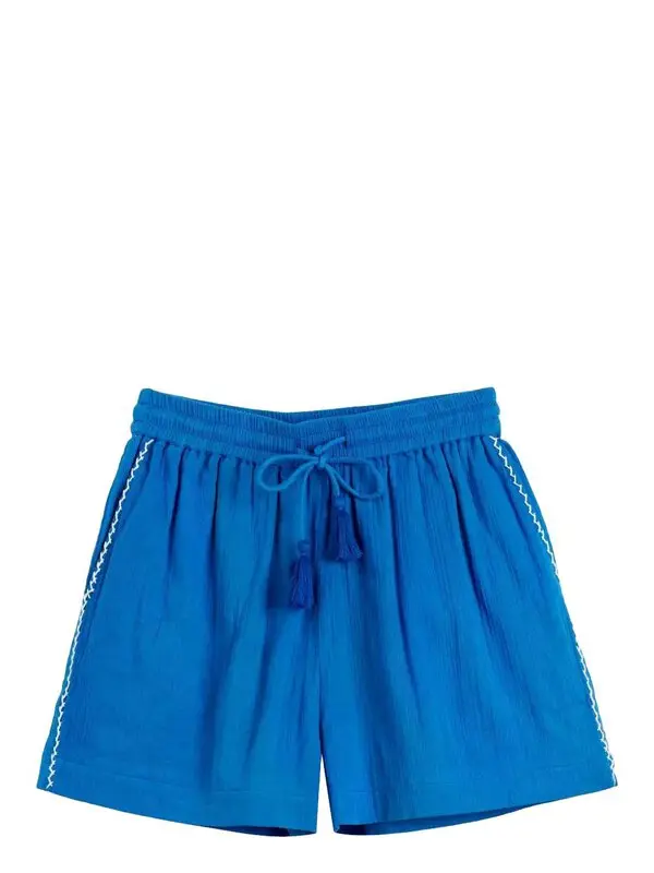 Chinti & Parker Embroidered Cotton Shorts - Blue
