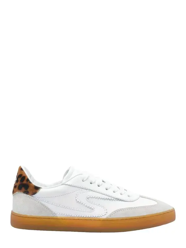 STUART WEITZMAN Leopard-print Leather Sneakers - White