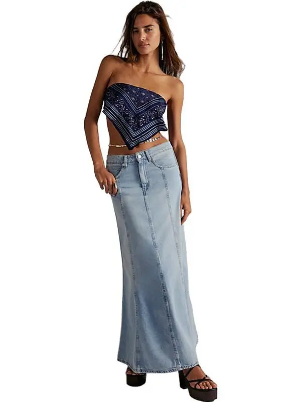 Free People We The Free Off-duty Denim Maxi Skirt - Light Outside