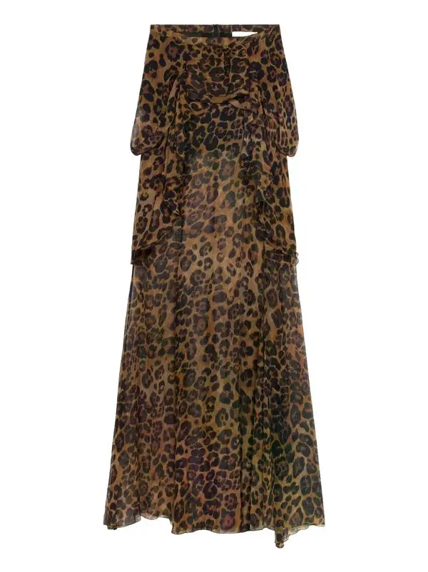 Blumarine Printed Ruffled Skirt - Brown