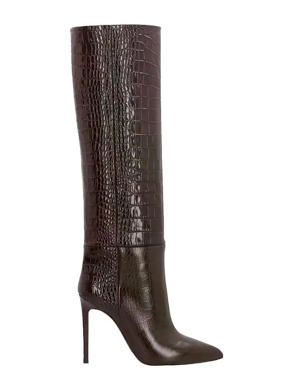 Paris Texas 85mm Crocodile-embossed Knee-high Boots - Brown