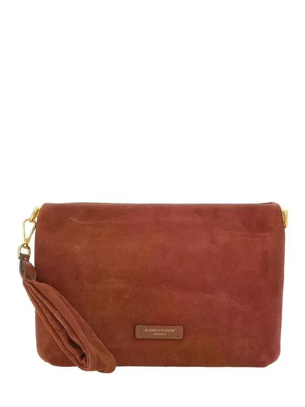 GIANNI CHIARINI Suede Clutch Bag - Brown