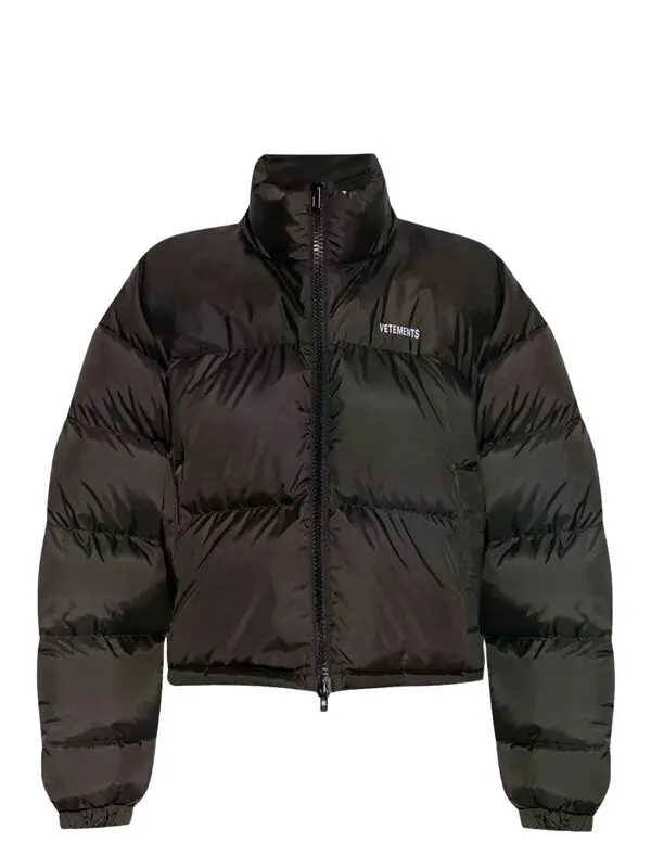 Vetements Logo-embroidered Puffer Jacket - Black
