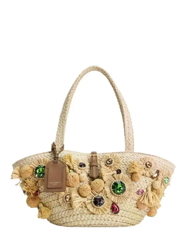 Dolce & Gabbana Embellished Basket Tote - Neutrals
