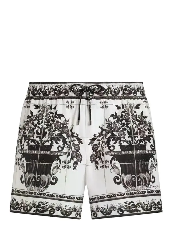 Dolce & Gabbana Graphic-print Swim Shorts - White
