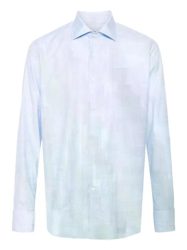 Canali Check-pattern Shirt - Blue