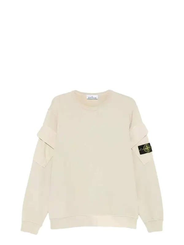 Stone Island Cotton Sweatshirt With Compass Badge - Neutrals