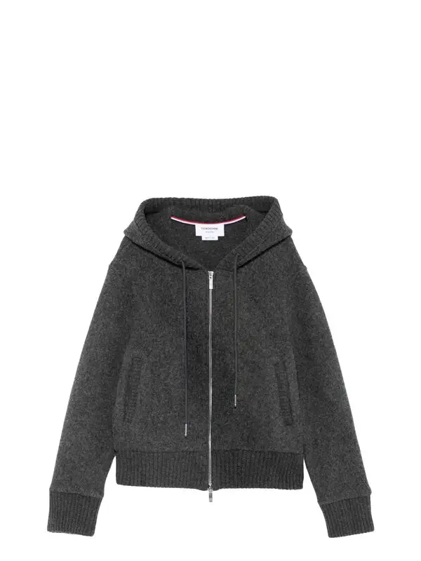 Thom Browne Zip-up Wool Hoodie - Grey