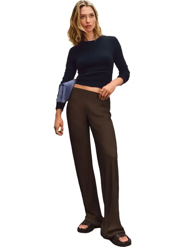 REFORMATION Gale Sheer Mid Rise Bias Pant - Mole