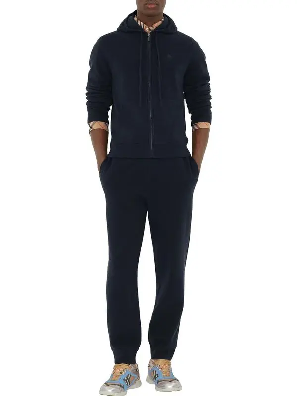 Burberry Cashmere Blend Zip Hoodie - Navy