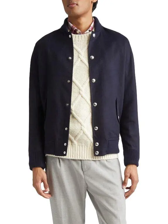 Eleventy Wool Bomber Jacket - 11 Navy Blue