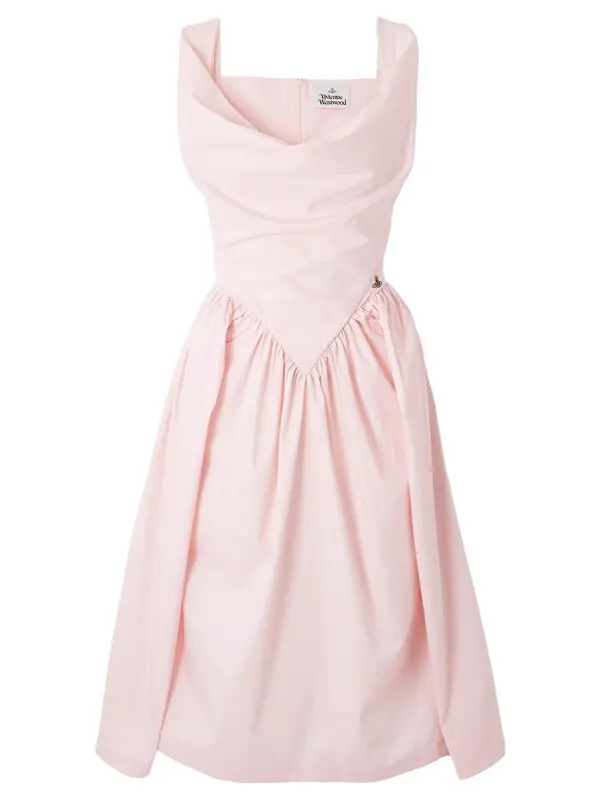 VIVIENNE WESTWOOD Sunday Gathered Cotton-poplin Midi Dress - Pink