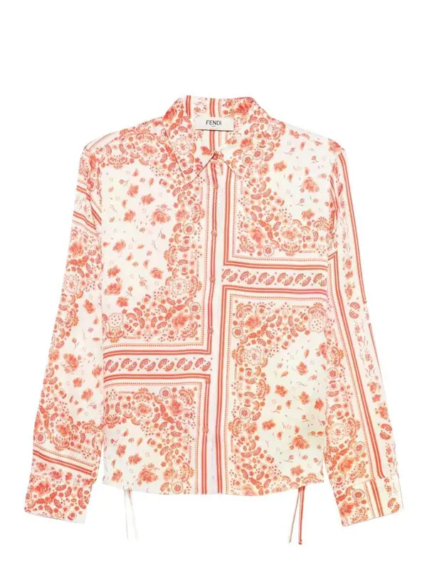 Fendi Floral-print Silk Shirt - Neutrals