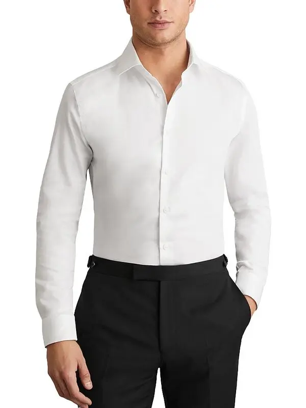 REISS Remote Regular Fit Satin Cotton Shirt - White