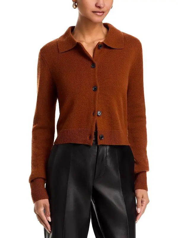 FRAME Shrunken Cashmere Cardigan Sweater - Chestnut