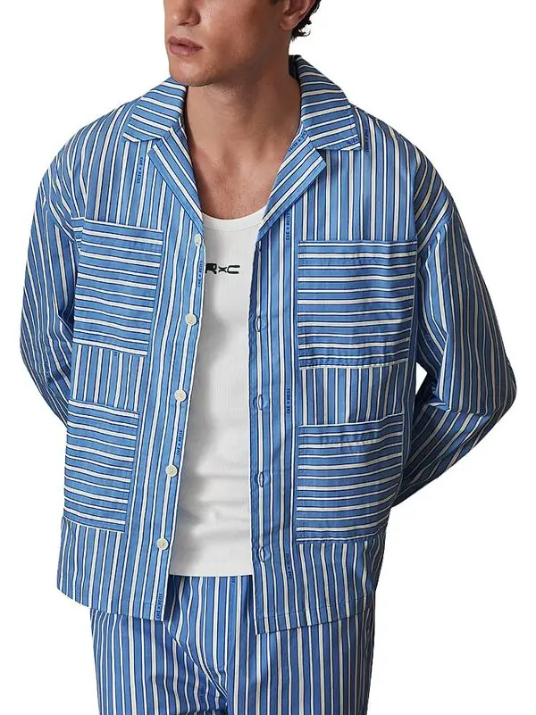 REISS X Che Fonta Regular Fit Striped Poplin Shirt - Bright Blue
