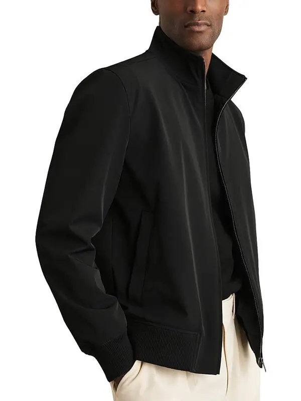 REISS Brad Regular Fit Tech Bomber Jacket - Black