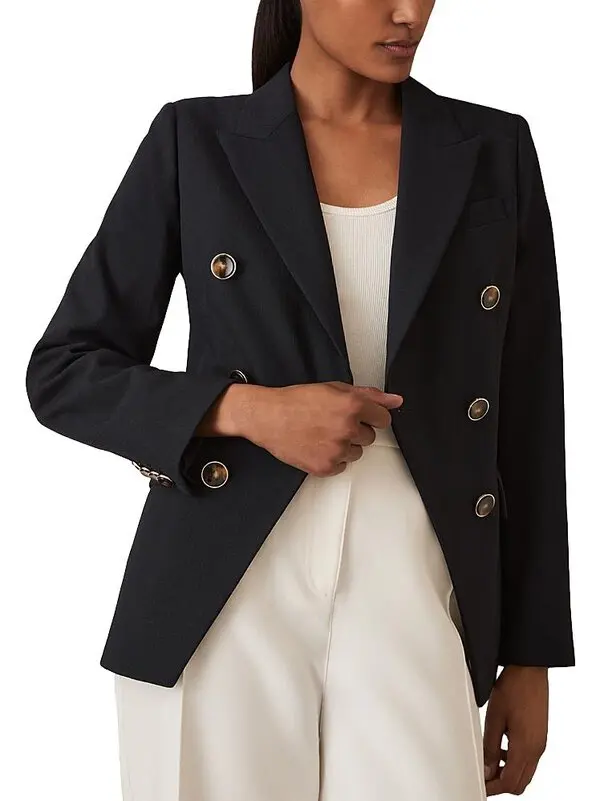 REISS Petite Dna Double Breasted Blazer - Navy