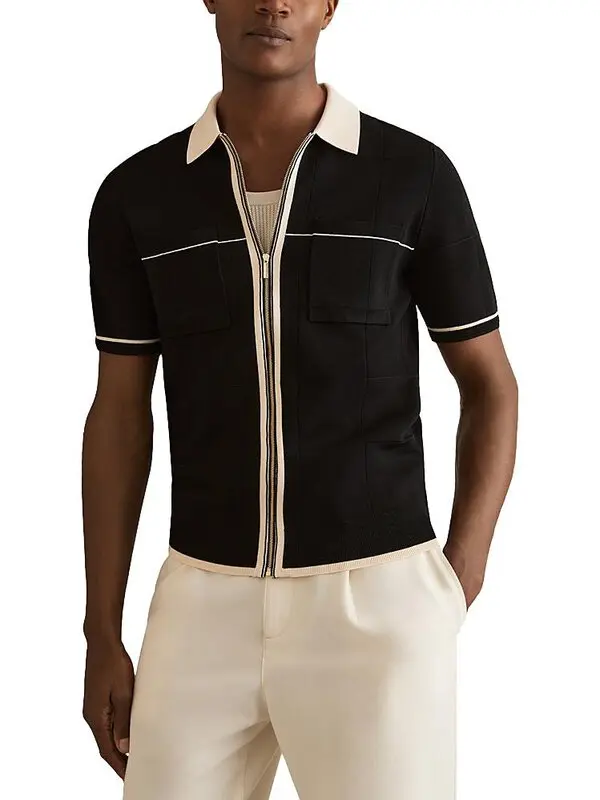 REISS Baxter Zip Shirt - Blackstone