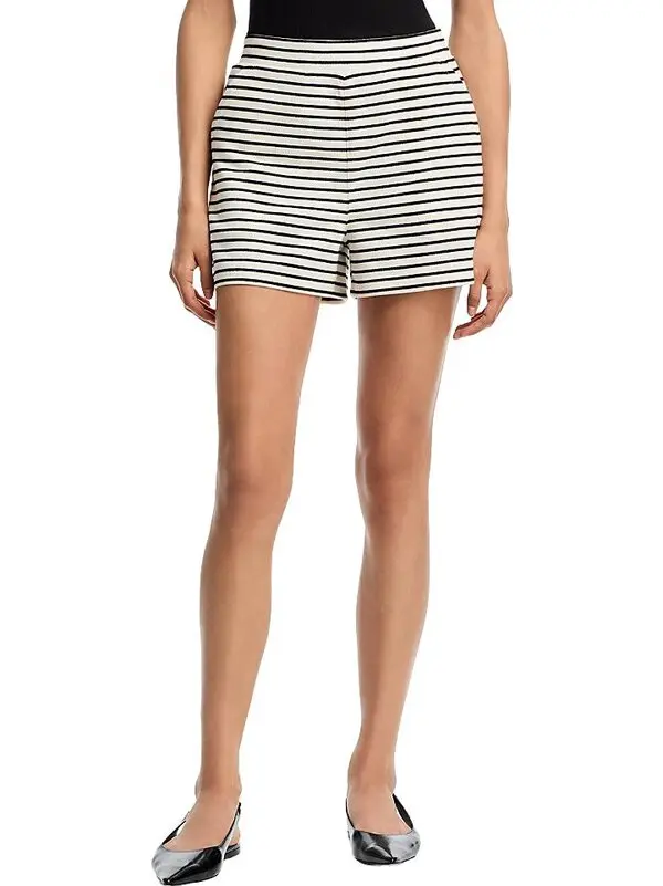 Veronica Beard Brighton Striped Shorts - Dove/black